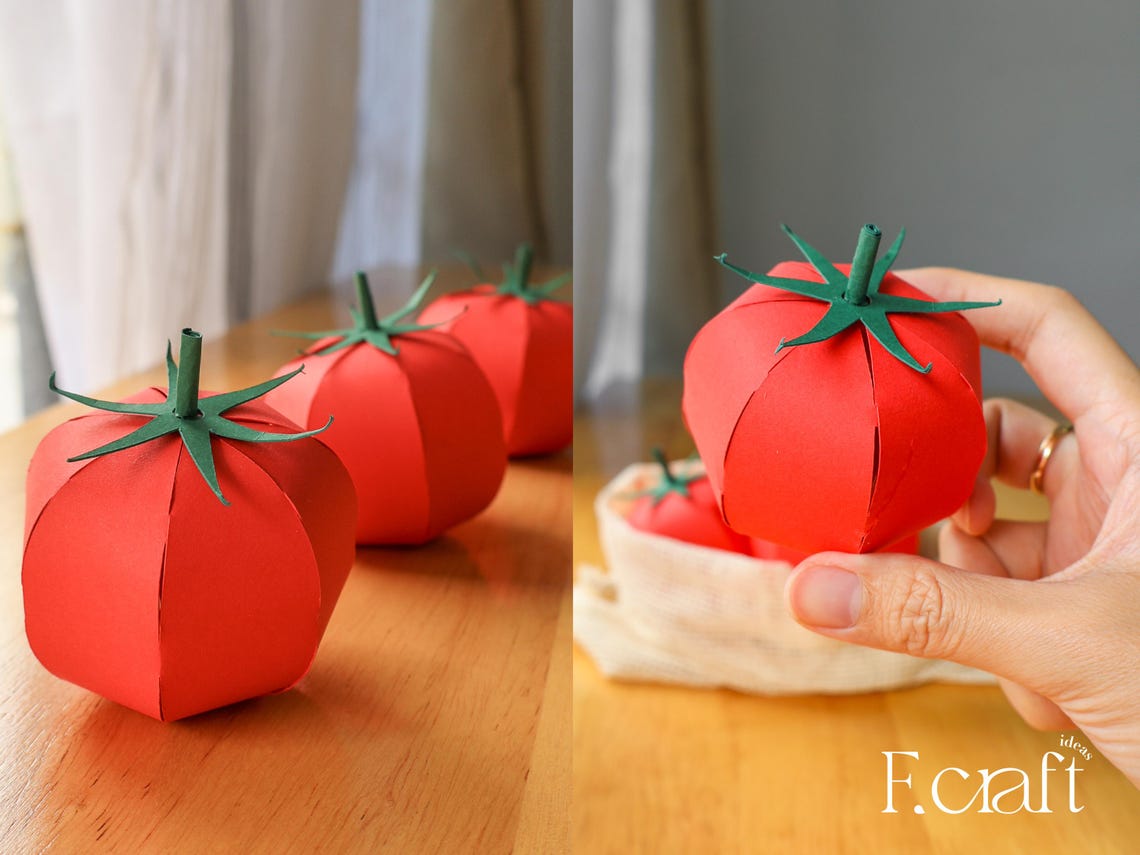DIY Papercraft Tomatoes: 3D Paper Model Template (PDF & SVG) - Etsy