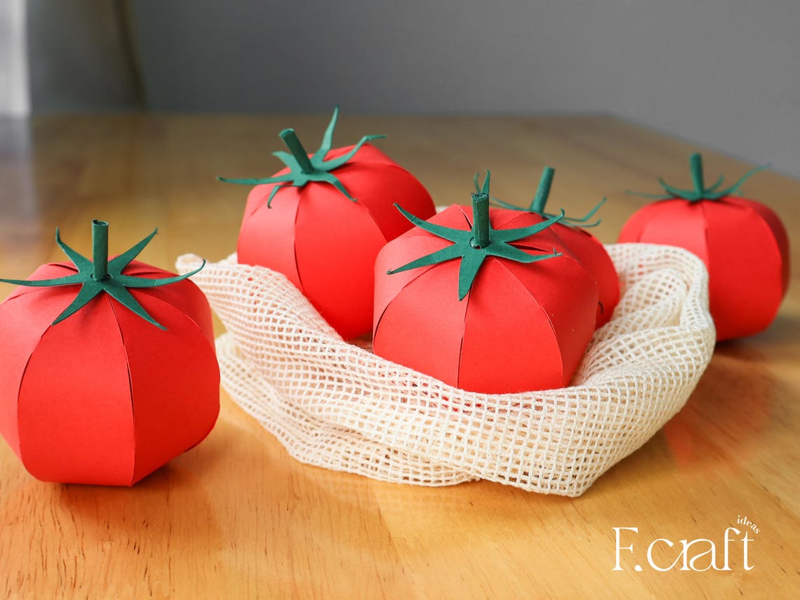 DIY Papercraft Tomatoes: 3D Paper Model Template (PDF & SVG) - Etsy