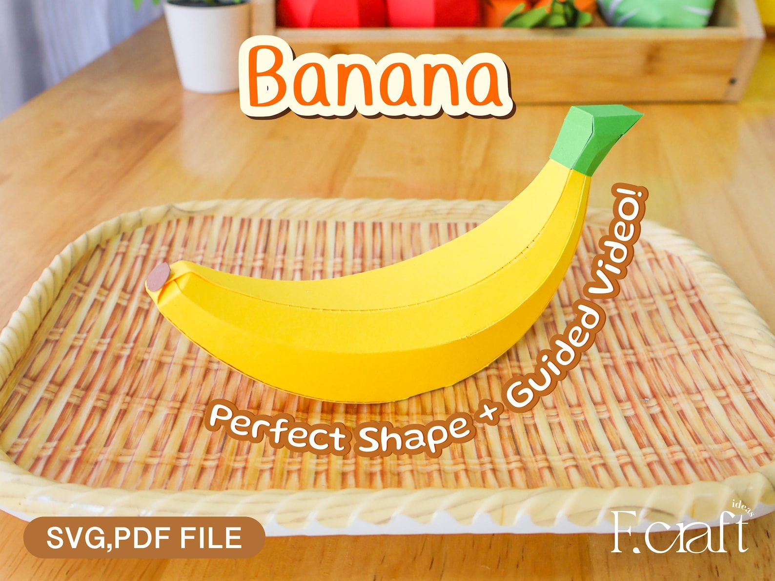 DIY Papercraft Banana: 3D Fruit Template (PDF & SVG Files) - Etsy