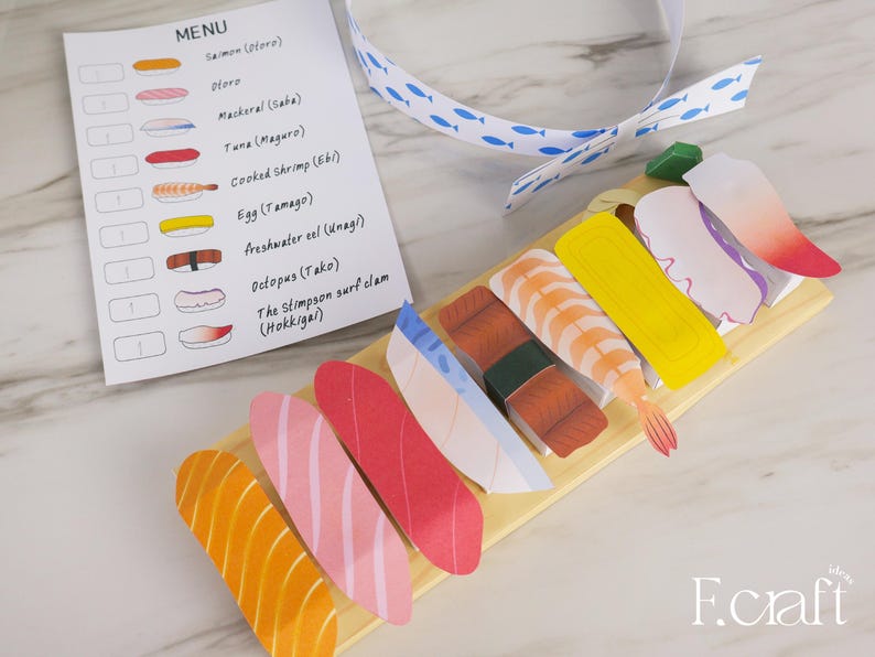 Printable Sushi Set, Sushi Papercraft, Paper Craft Activity ...