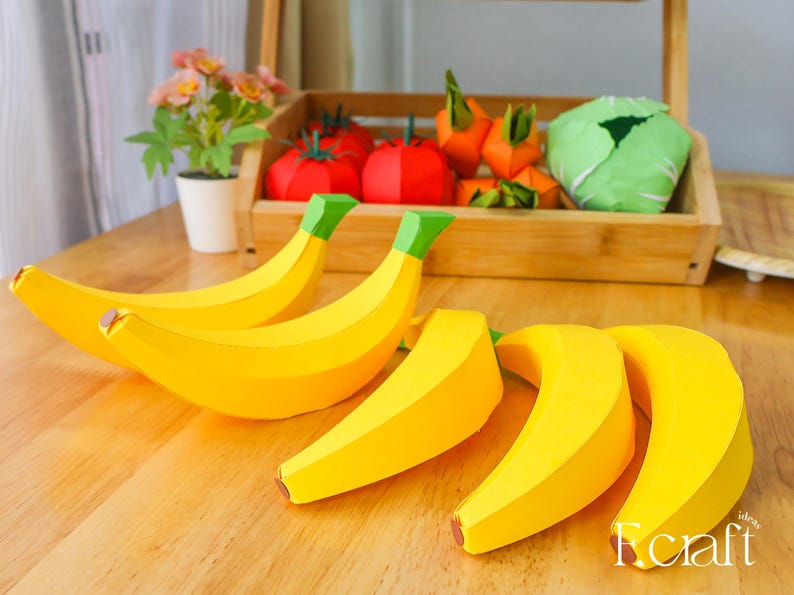 DIY Papercraft Banana: 3D Fruit Template (PDF & SVG Files) - Etsy
