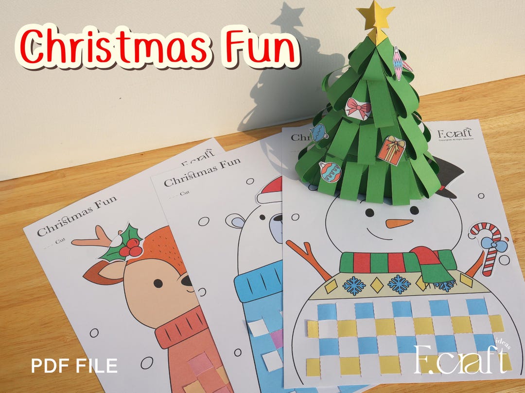 Christmas Printable Craft Template, Snowman, Bear, Deer (PDF Pattern ...