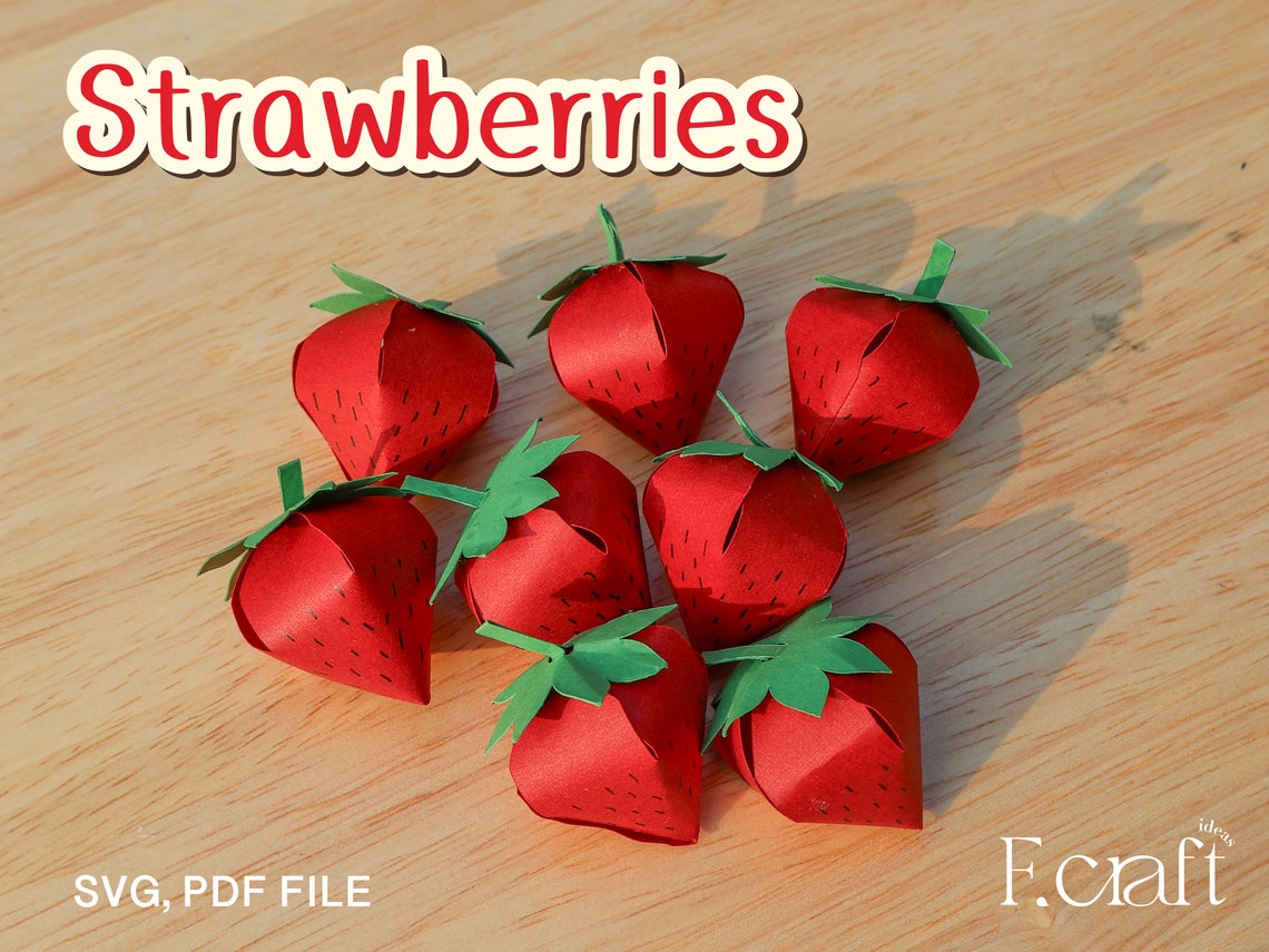 DIY Papercraft Strawberries, 3D Paper Template (PDF, SVG) - Etsy