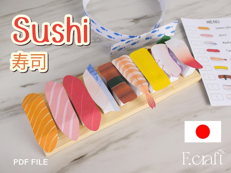 Printable Sushi Set, Sushi Papercraft, Paper Craft Activity ...