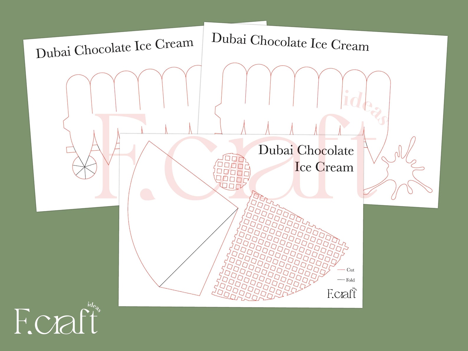 DIY Papercraft Ice Cream, Chocolate Dubai Ice Cream Papercraft, Ice ...