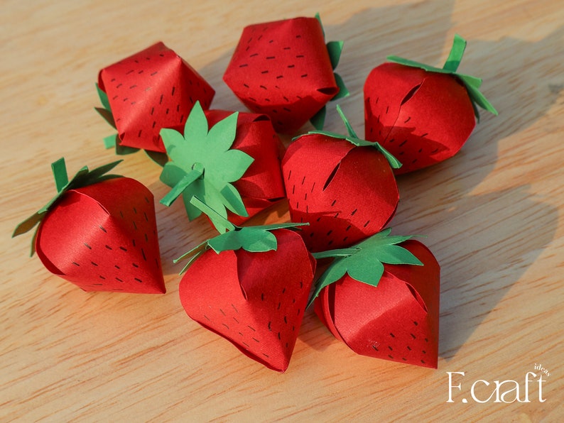 DIY Papercraft Strawberries, Strawberry Papercraft, Strawberry 3D Paper ...