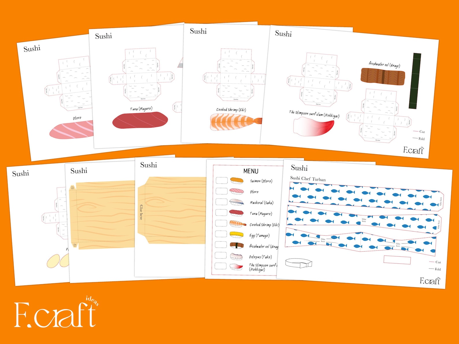 Printable Sushi Set, Sushi Papercraft, Paper Craft Activity ...