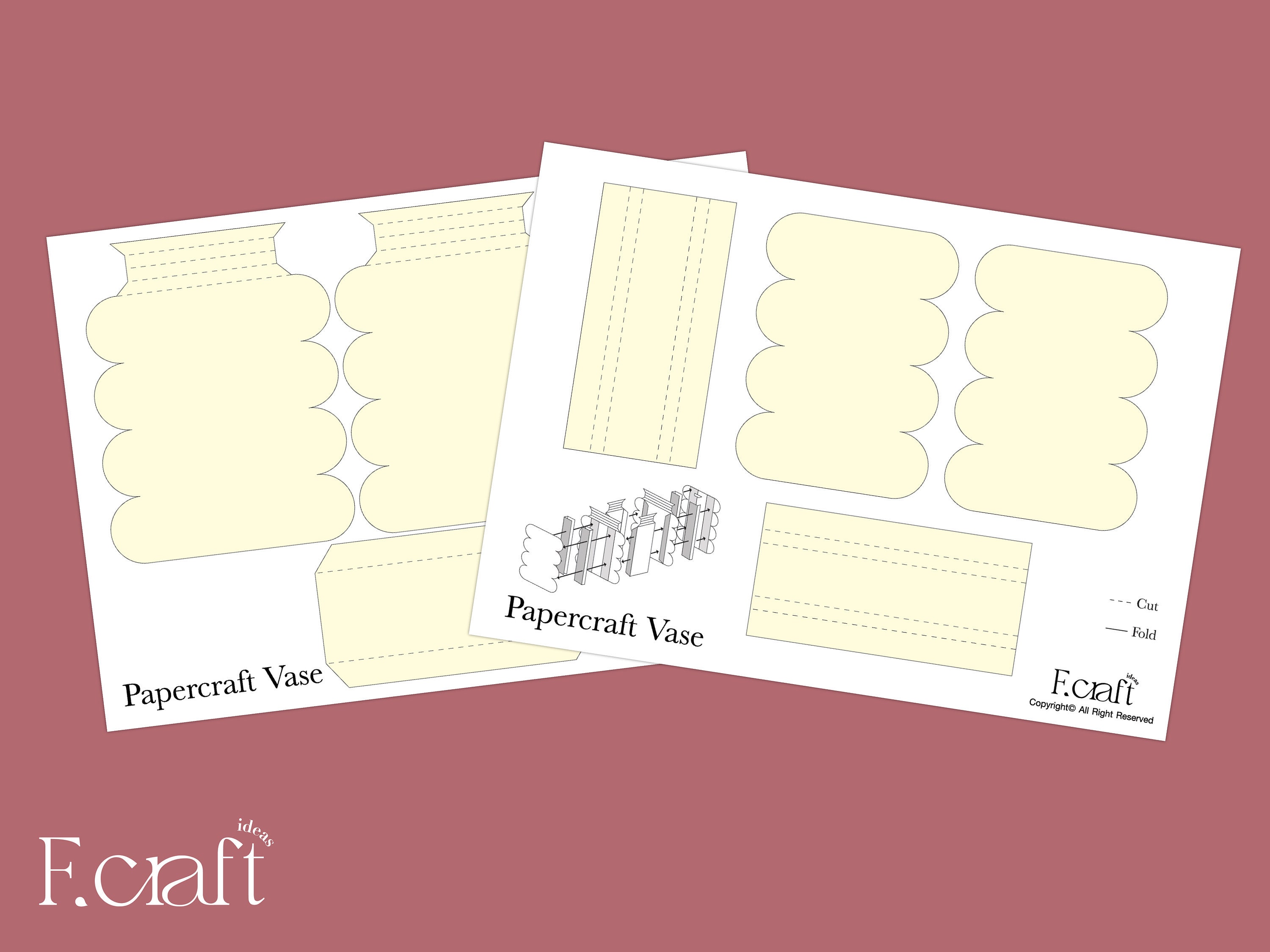 DIY Papercraft Vase, Papercraft Flower Vase, Flower Vase 3D Paper Craft ...