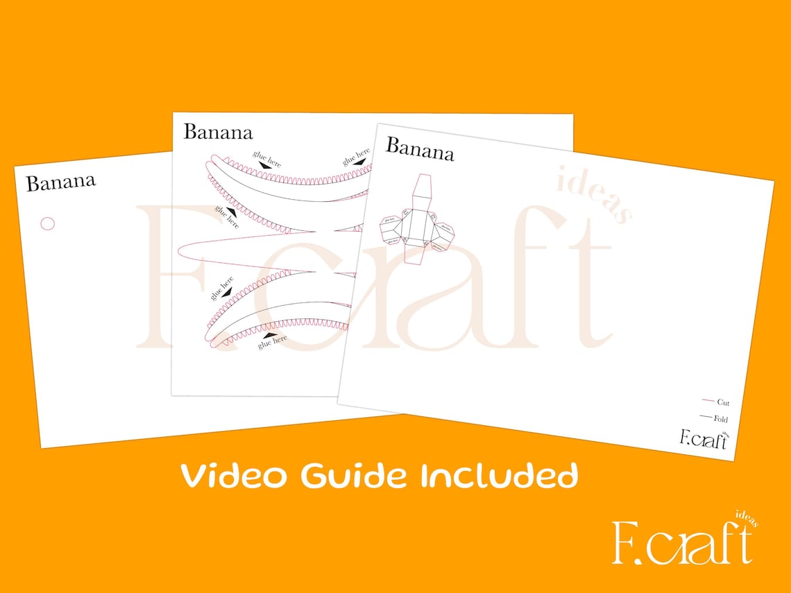 DIY Papercraft Banana: 3D Fruit Template (PDF & SVG Files) - Etsy
