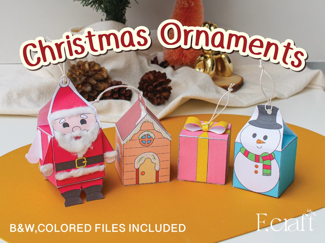4 Papercraft Christmas Ornament Boxes - Etsy