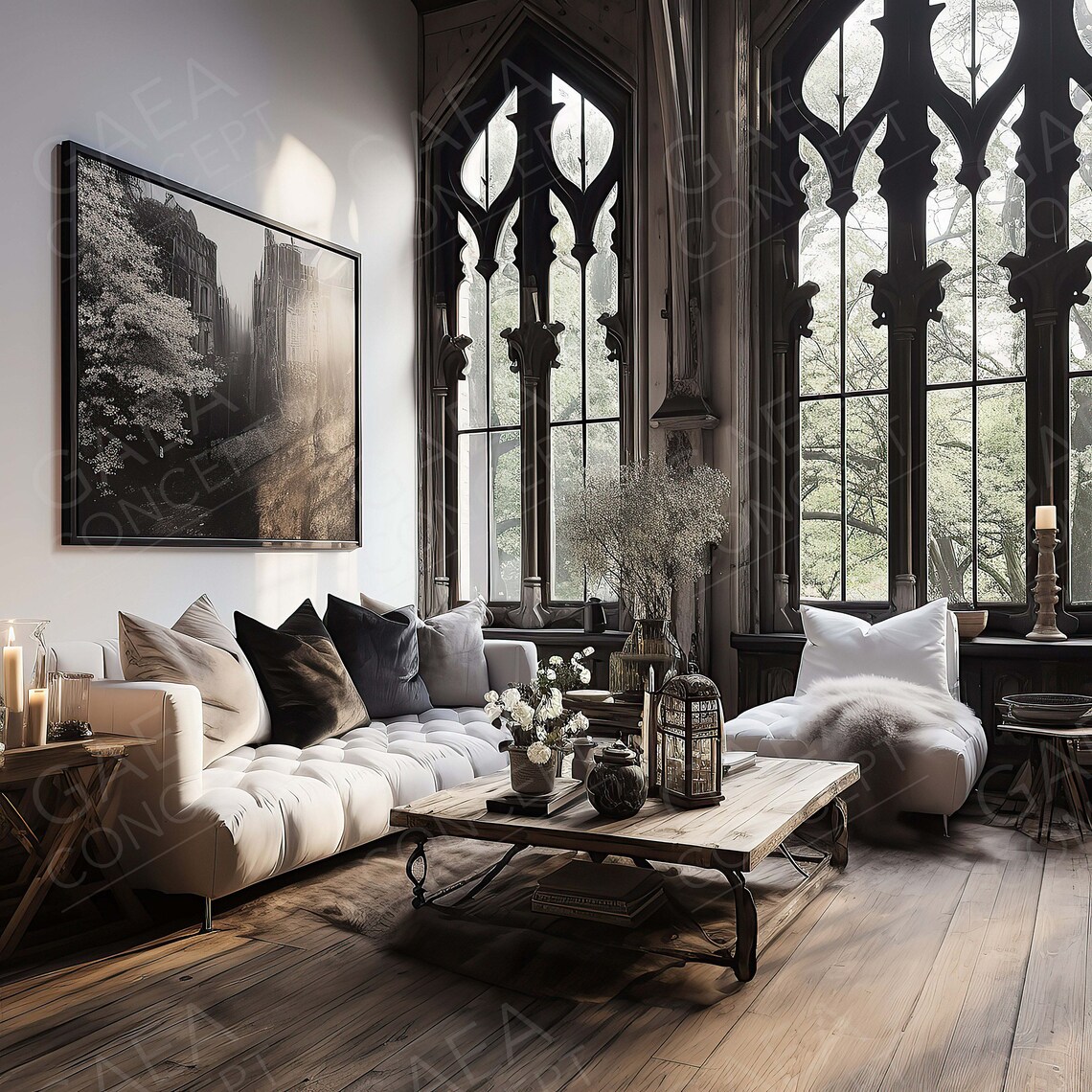 Single Horizontal Gothic Style Black Frame Mockup, Digital Mockup ...