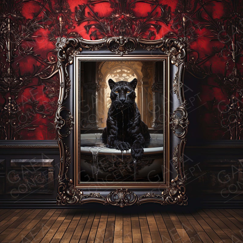 Romantic Victorian Gothic Style Red Black Frame Mockup, Digital Mockup ...