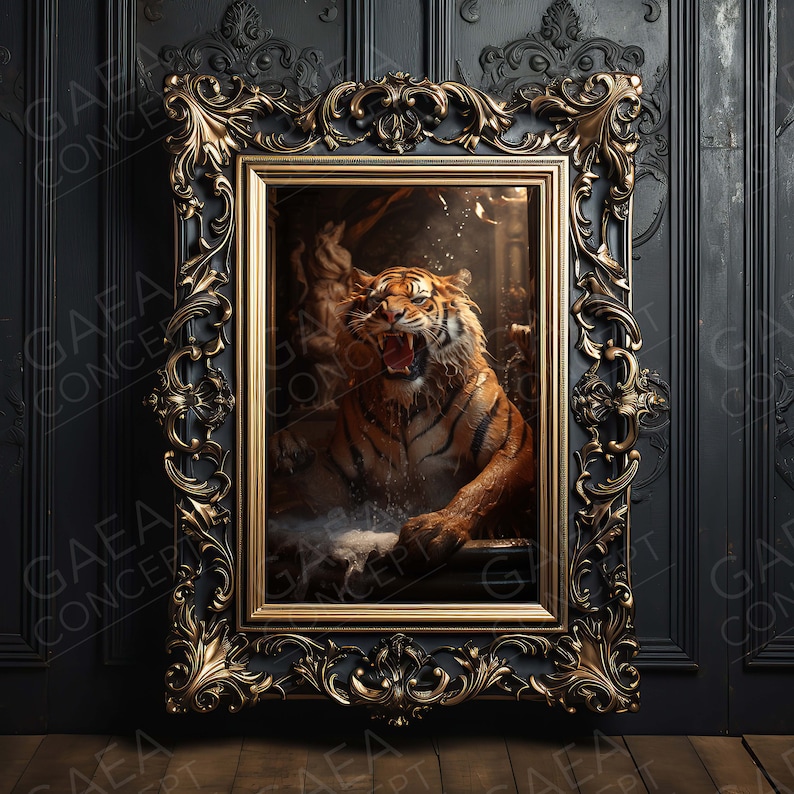 Victorian Gothic Style Gold Black Frame Mockup, Modern Digital Mockup ...