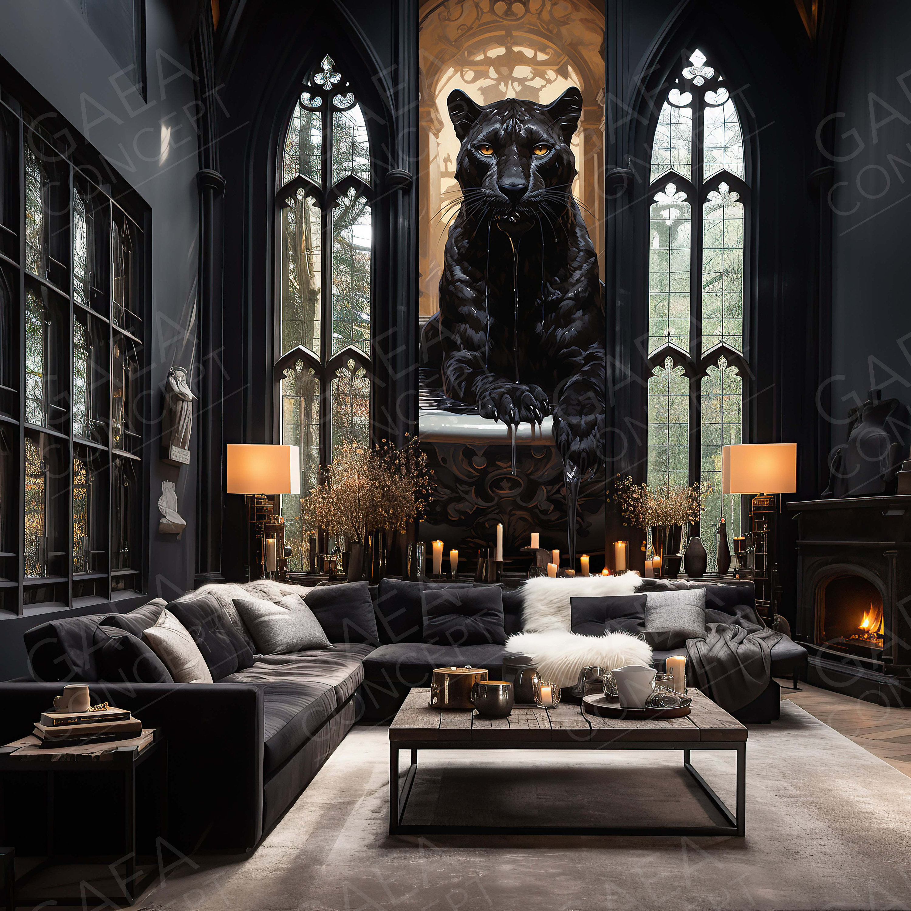 Gothic Style Wallpaper Canvas Display Mockup, Stylish Digital Mockup ...