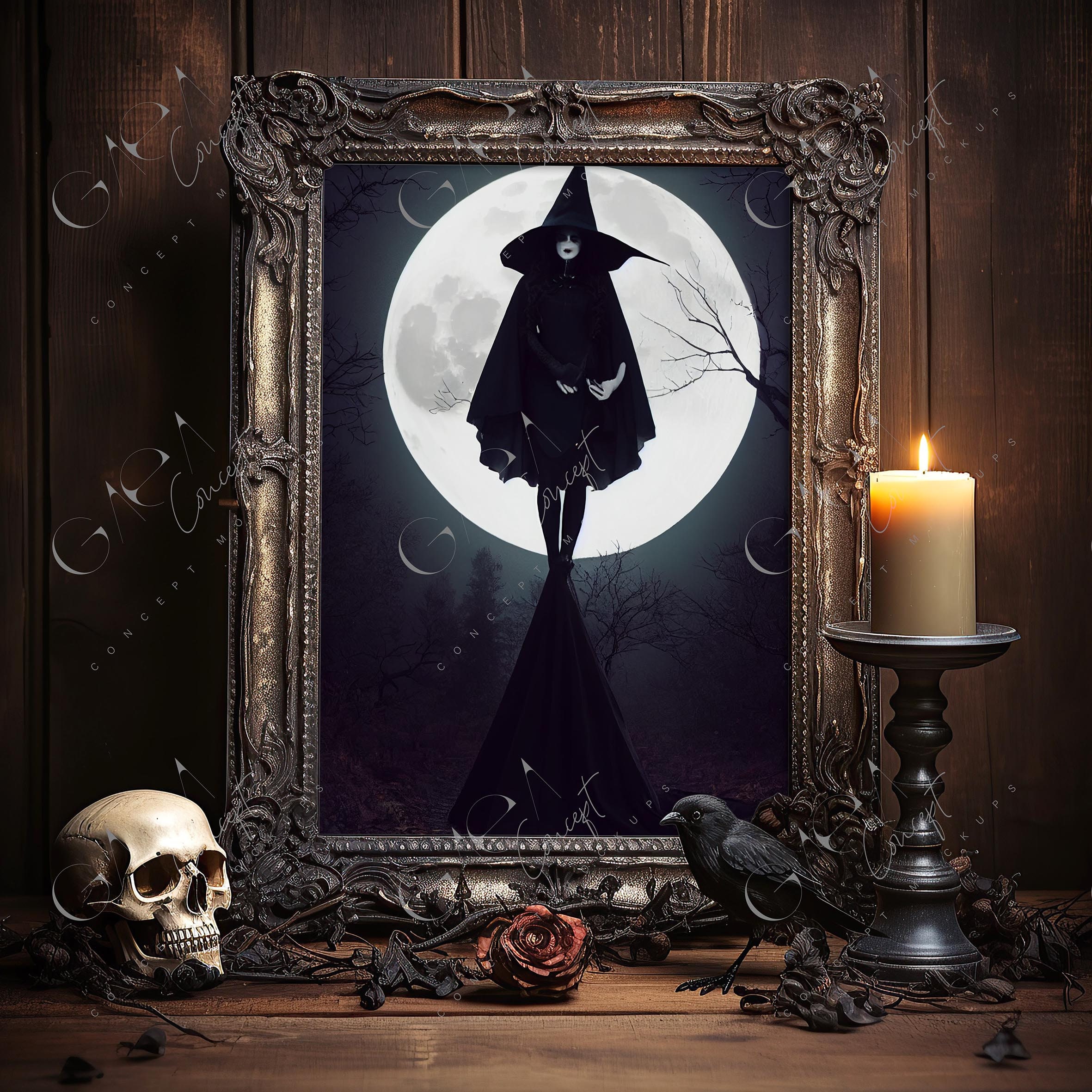 Halloween Concept Victorian Frame Mockup, Halloween Gothic Digital ...