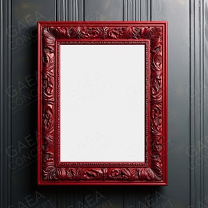 Single Victorian Style Red Frame Mockup, Gothic Digital Mockup, Framed ...