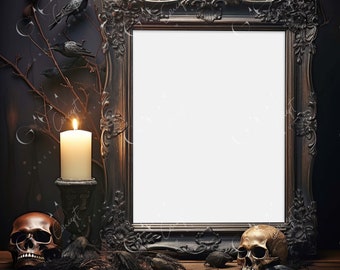 Single Gothic Style Black Frame Mockup, Gothic Digital Mockup, Framed ...