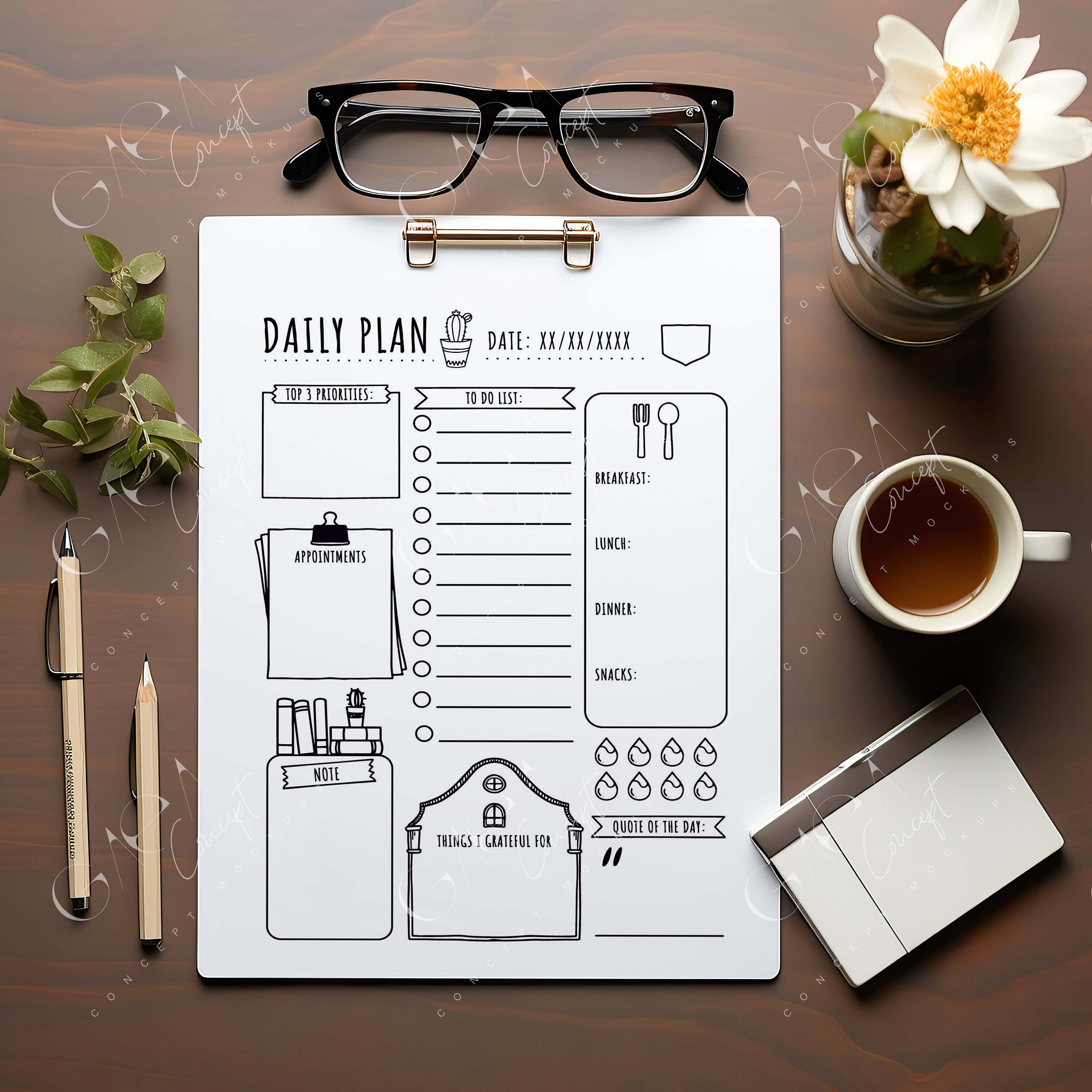 Blank Planner Tracker Paper Mockup, Minimal Digital Mockup, Paper Art ...