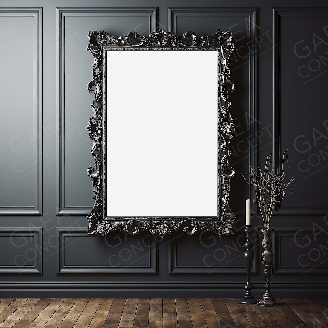 Museum Style Gothic Black Frame Mockup, Gothic Digital Mockup, Framed ...