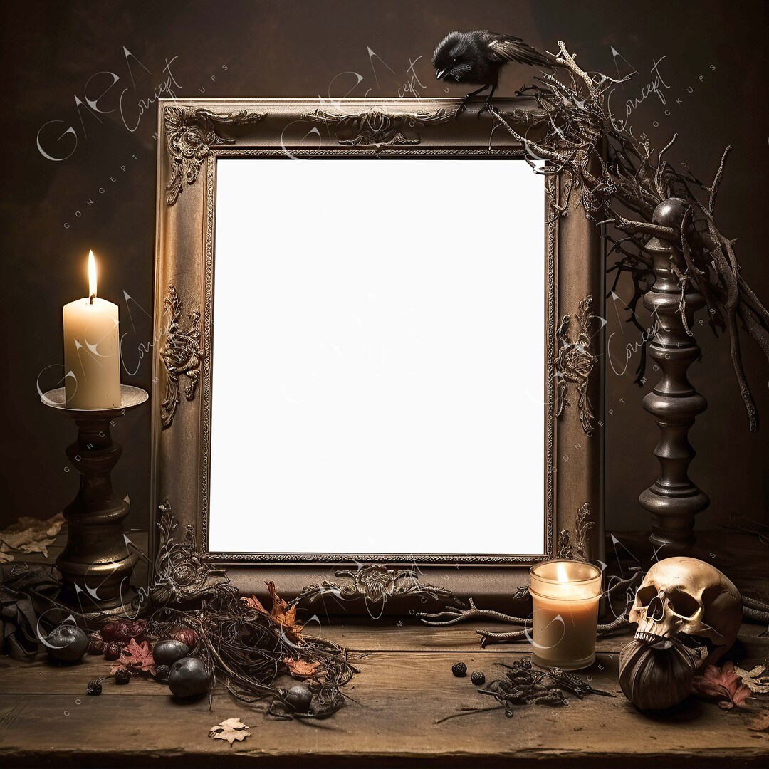 Halloween Concept Gothic Victorian Frame Mockup, Modern Digital Mockup ...
