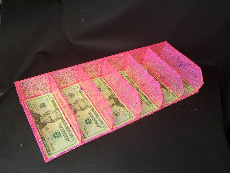 6 Slot Custom Cash Tray, Money Tray, Cash Envelope Stuffing, Glitter ...