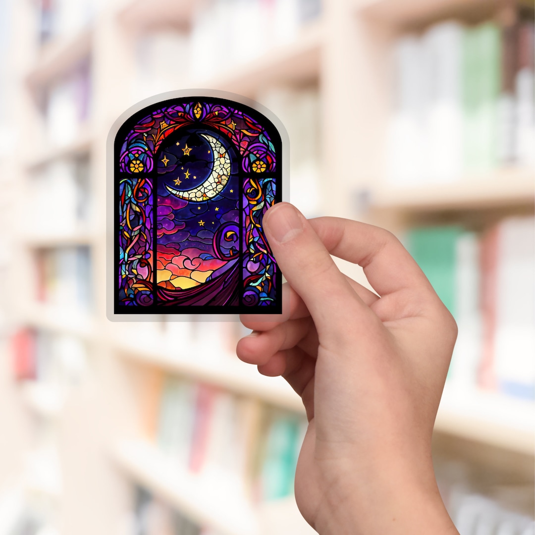 Stained Glass Window Transparent Sticker, Vinyl Laptop Sticker Kiss-cut ...