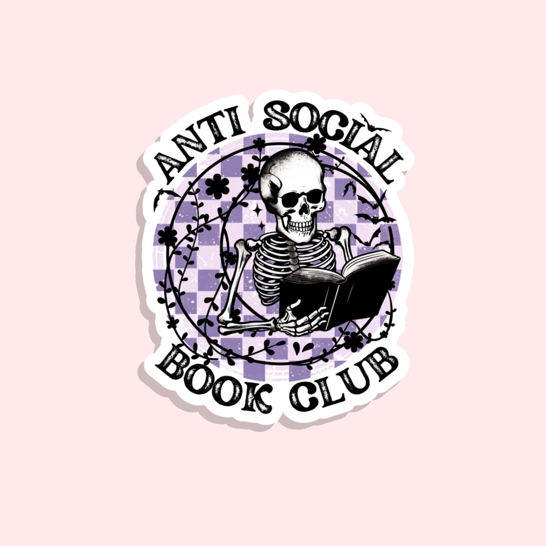 Skeleton Reading Anti-social Book Club Sticker for Introvert Book ...