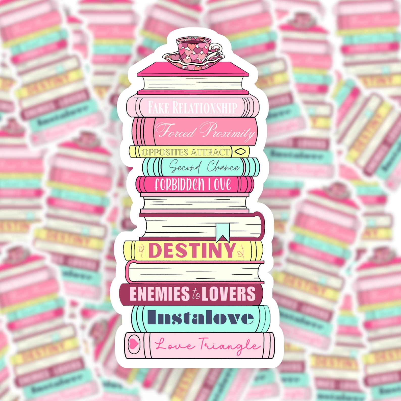 Romance Reader Book Stack Sticker Romantic Tropes Book - Etsy