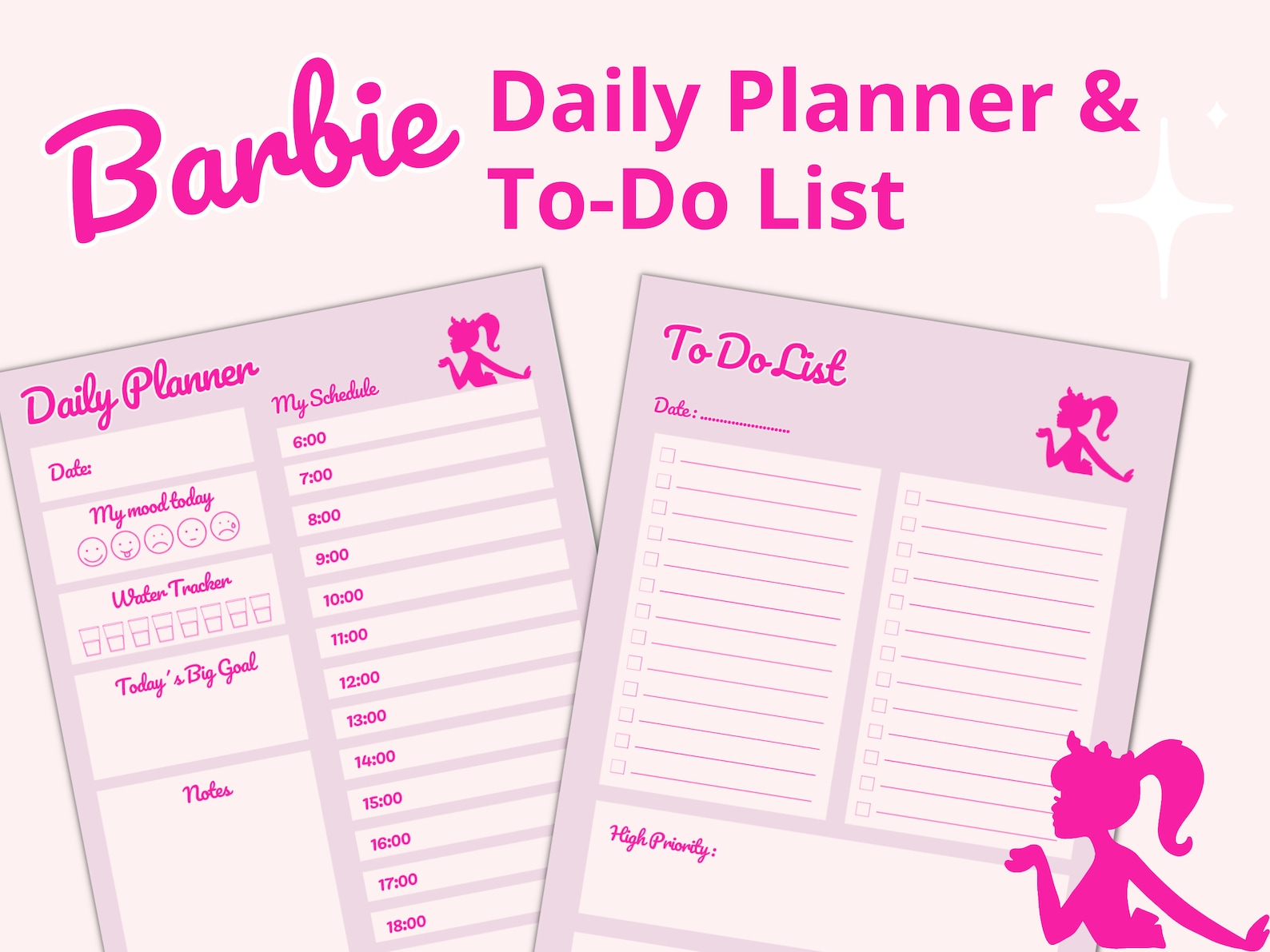 Printable Barbie Daily Planner Barbie to Do List Digital Barbie Planner ...