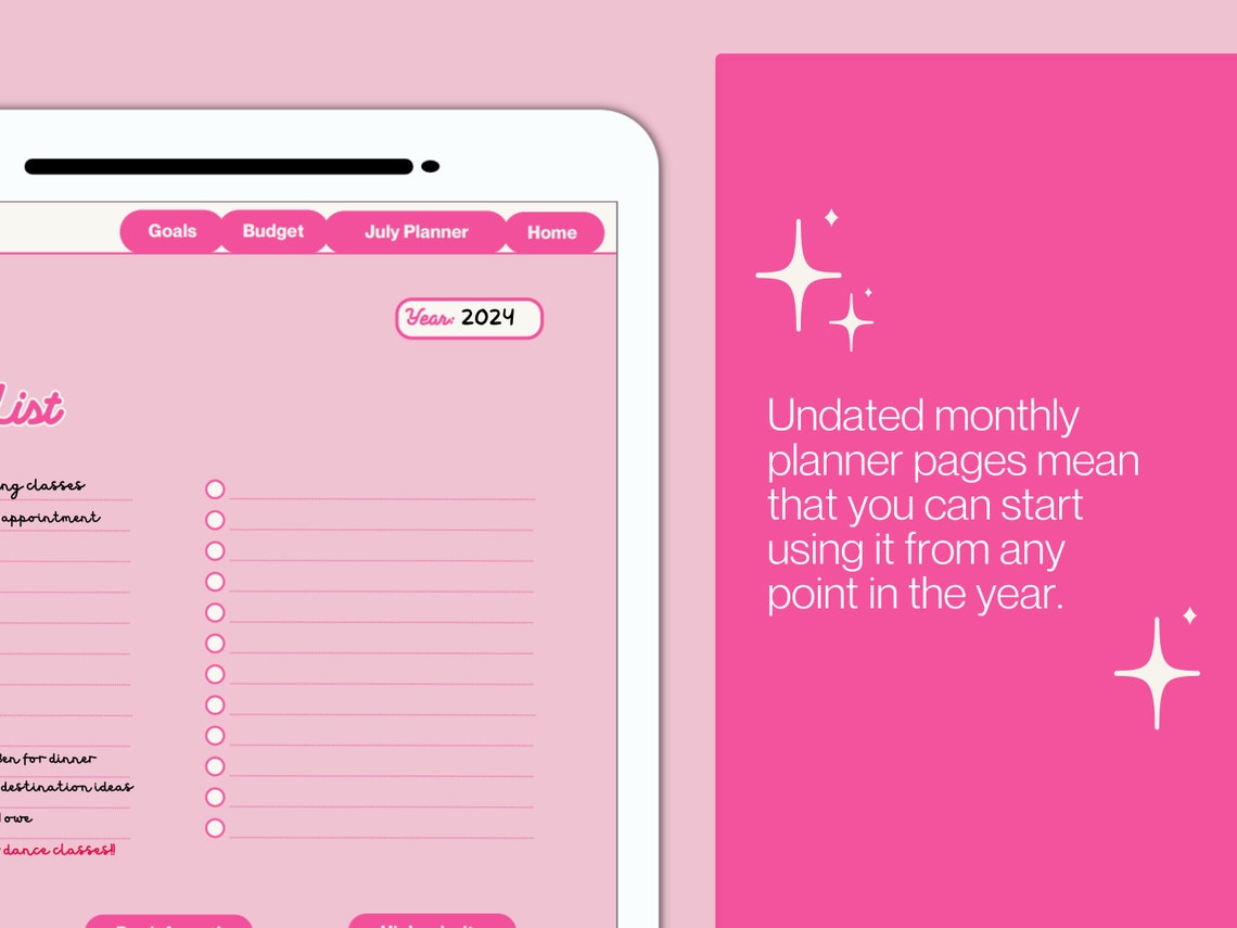 Digital Barbie Planner Undated Barbie Monthly Planner Barbie Digital ...