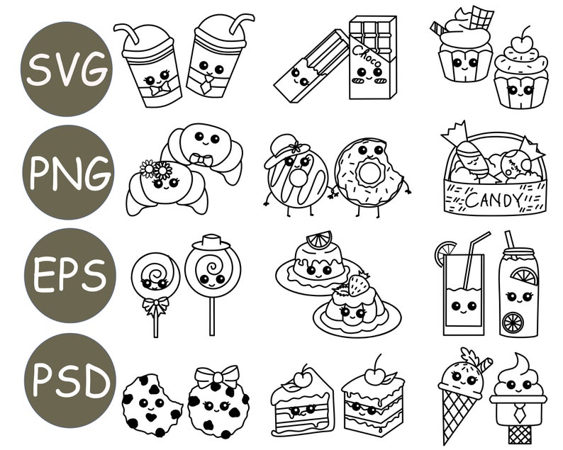Sweet Food SVG File for Cricut Clipart Bundles SVG - Etsy