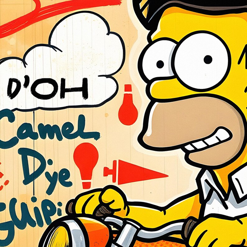 Simpsons Poster Homer Simpson Biker Graffiti Wall Art Pop Art Digital ...