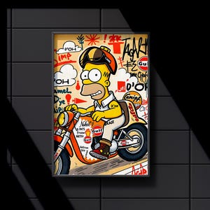 Simpsons Poster Homer Simpson Biker Graffiti Wall Art Pop Art Digital ...