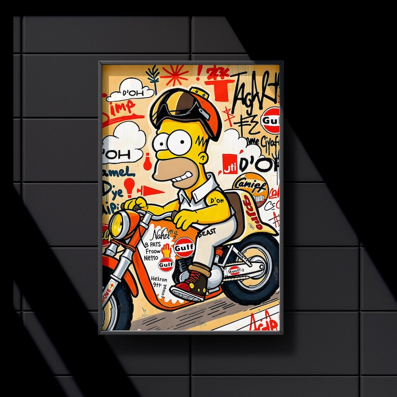 Simpsons Poster | Homer Simpson Biker | Graffiti Wall Art | Pop Art ...