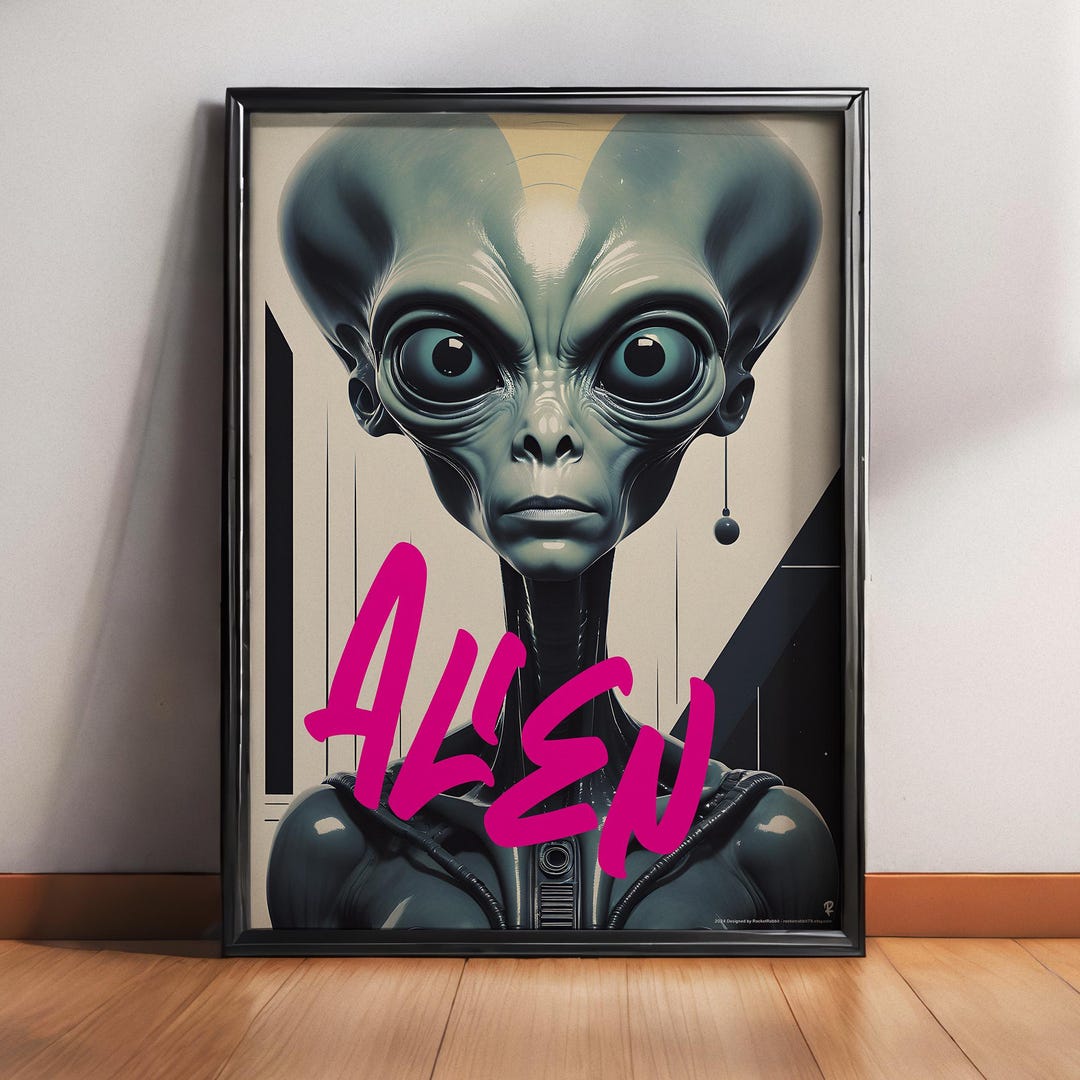 Retro Sci-fi Alien Poster, Pop Art Print, Futuristic Wall Decor ...
