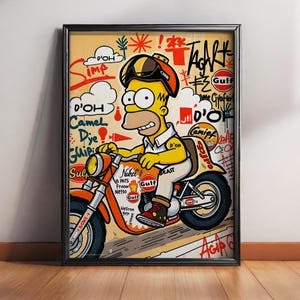 Simpsons Poster Homer Simpson Biker Graffiti Wall Art Pop Art Digital ...
