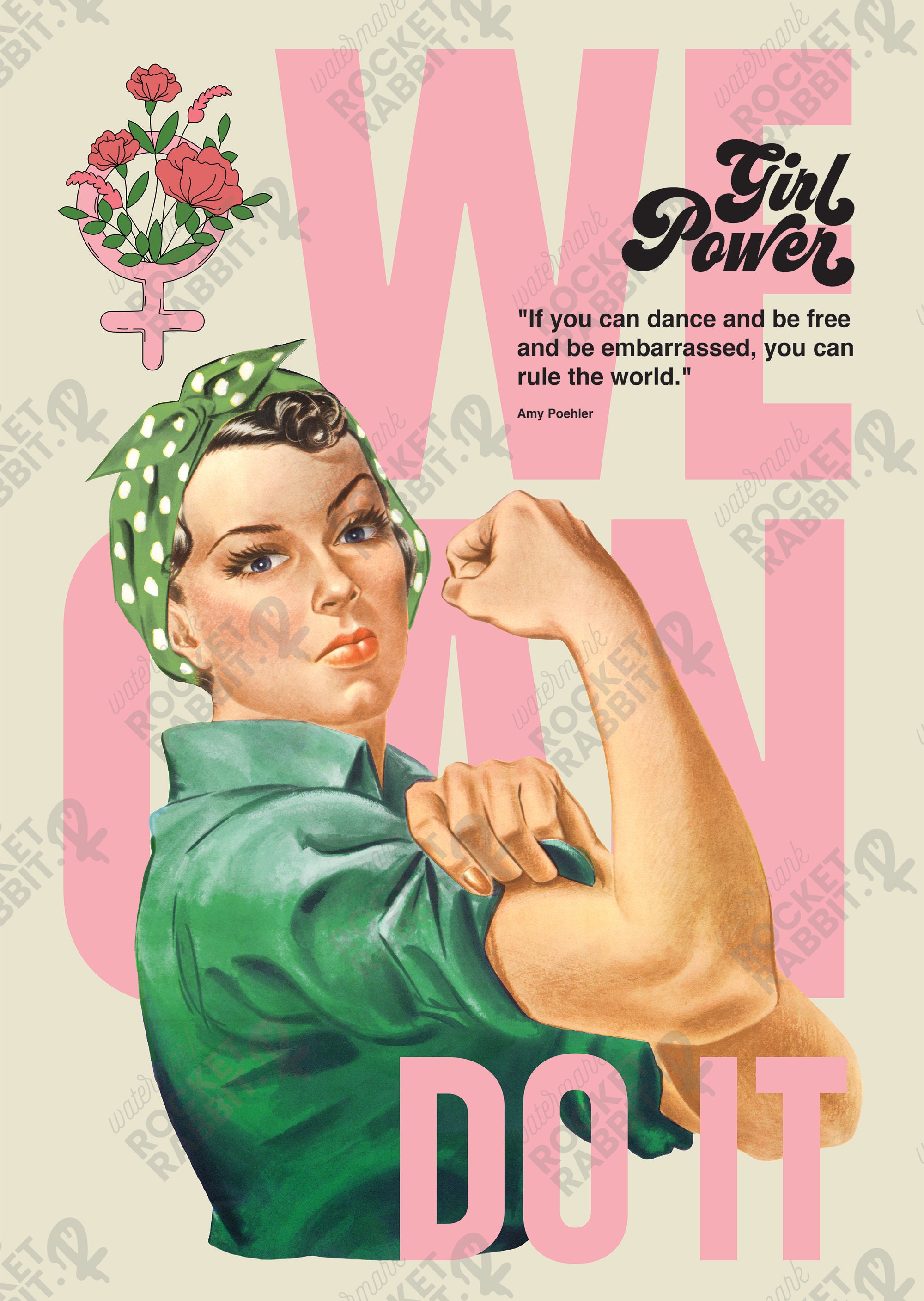 Vintage Girl Power Poster ,typography, Art Print, Kitchen Wall Decor ...