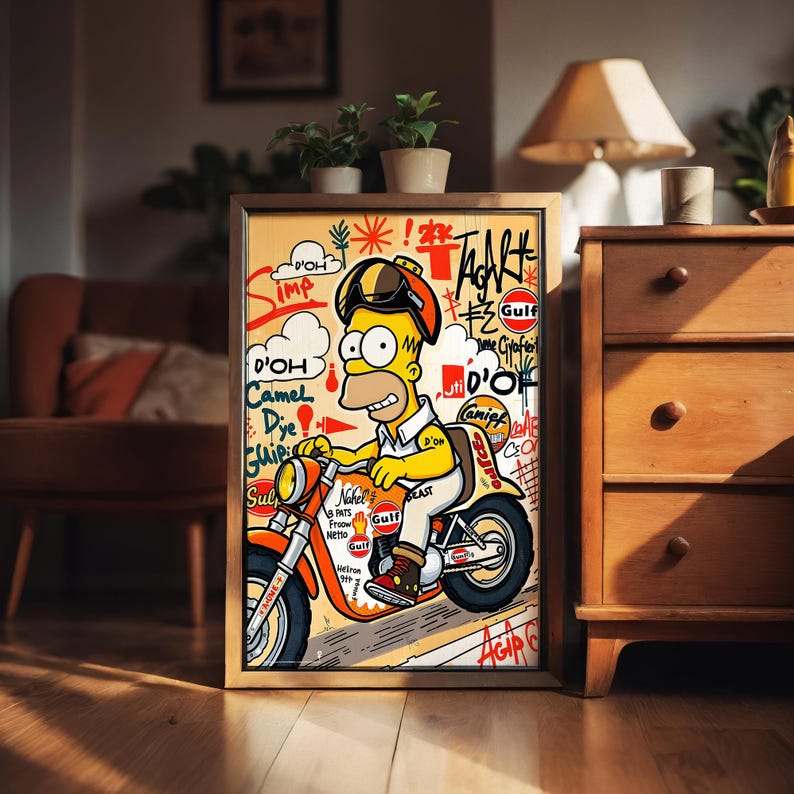Simpsons Poster | Homer Simpson Biker | Graffiti Wall Art | Pop Art ...
