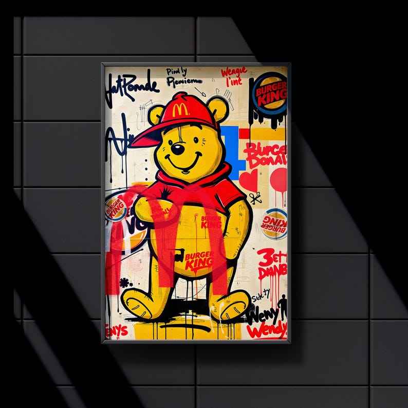 Winnie the Pooh Fast Food Graffiti Art Urban Pop Art Poster Mcdonald's ...
