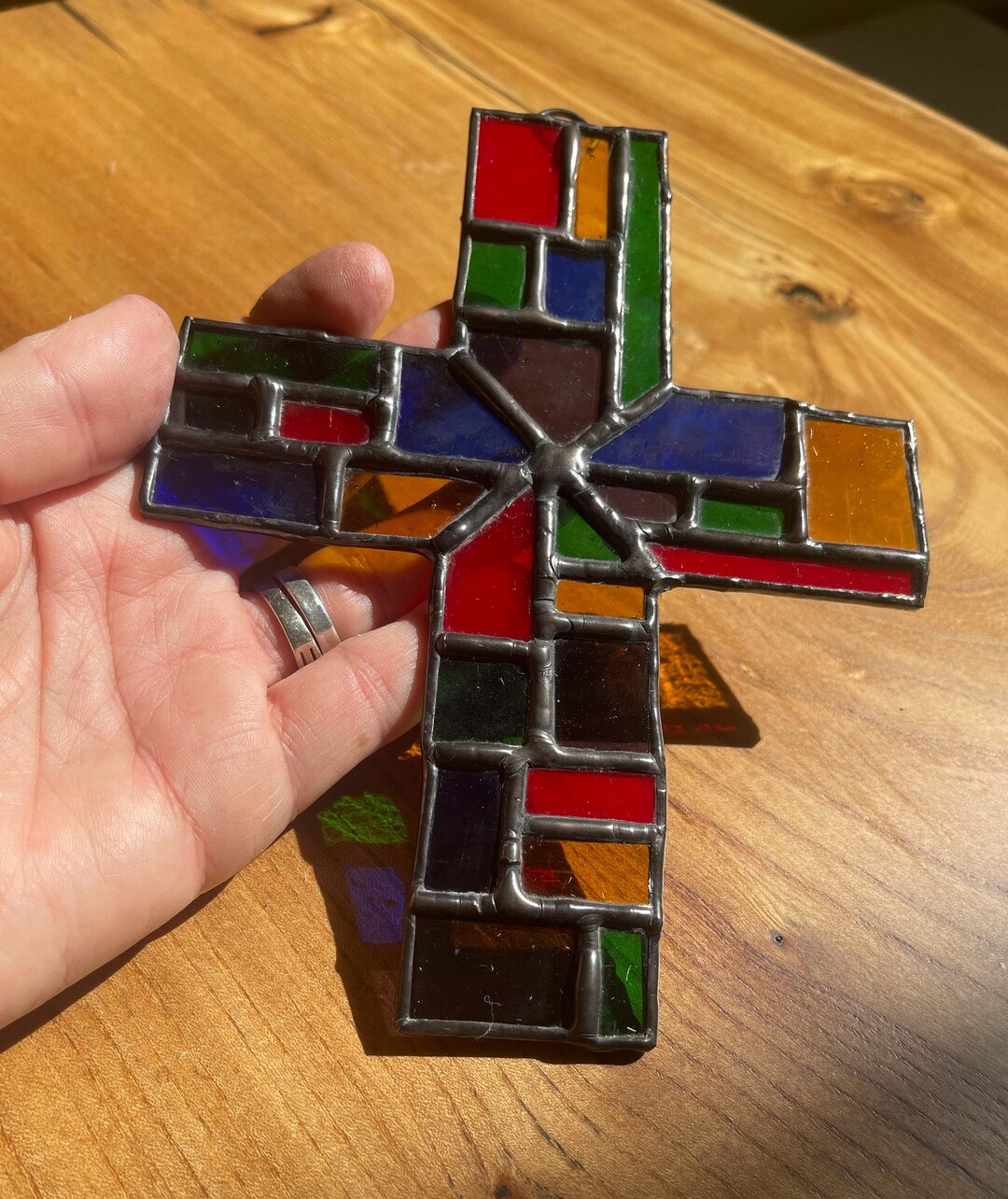 Stained Glass Cross Suncatcher - Etsy