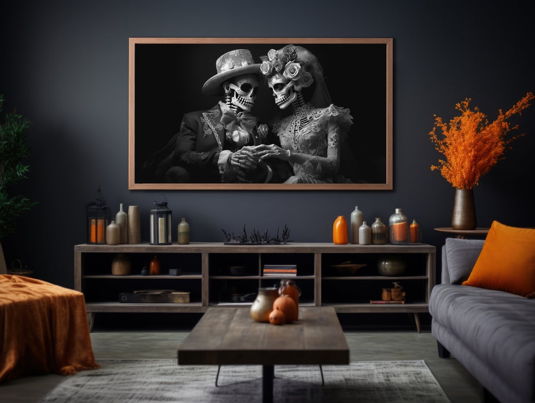 Bride and Groom Skeletons on day of the Dead TV - Etsy