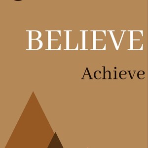 Believe Achieve, Digital Poster, Motivational Wall Art, High Resolution ...