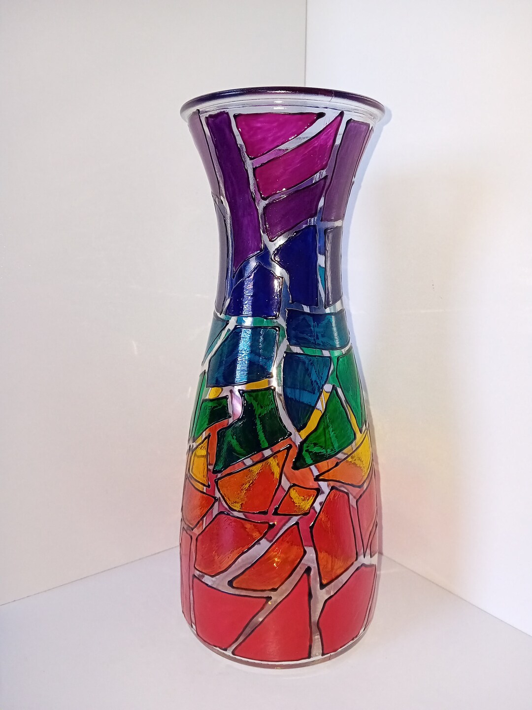 Vase, Handpainted, Decanter, Rainbow Vases, Handcrafted, Rainbow Design ...