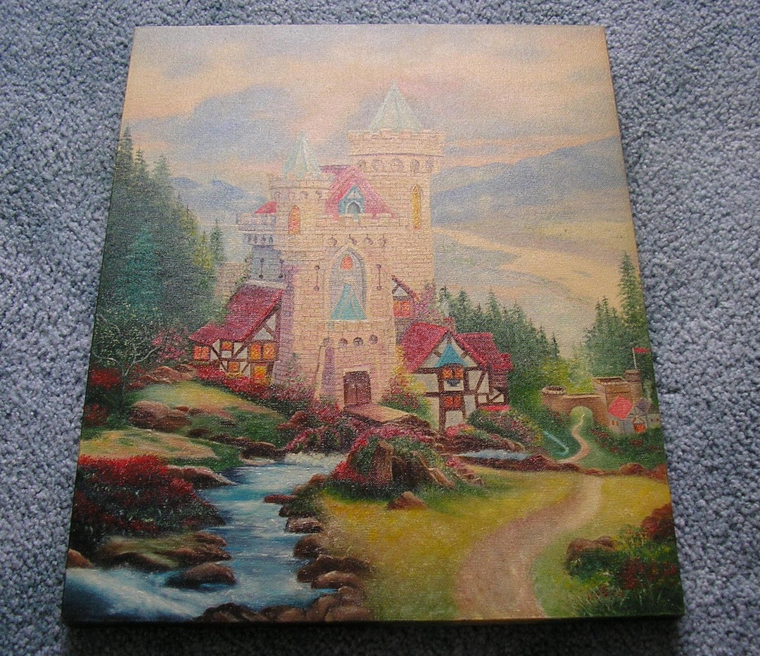Vintage Medieval Castle Chateau River Stream Garden Flowers Garden ...