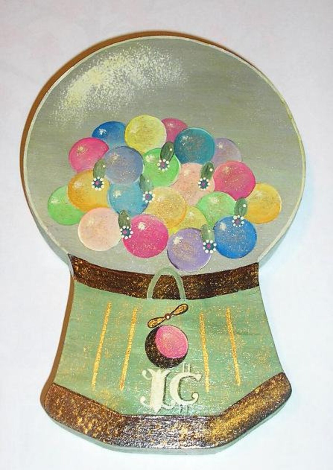 2 Vintage Folk Art Antique Gumball Gumballs Antique One Cent Candy ...