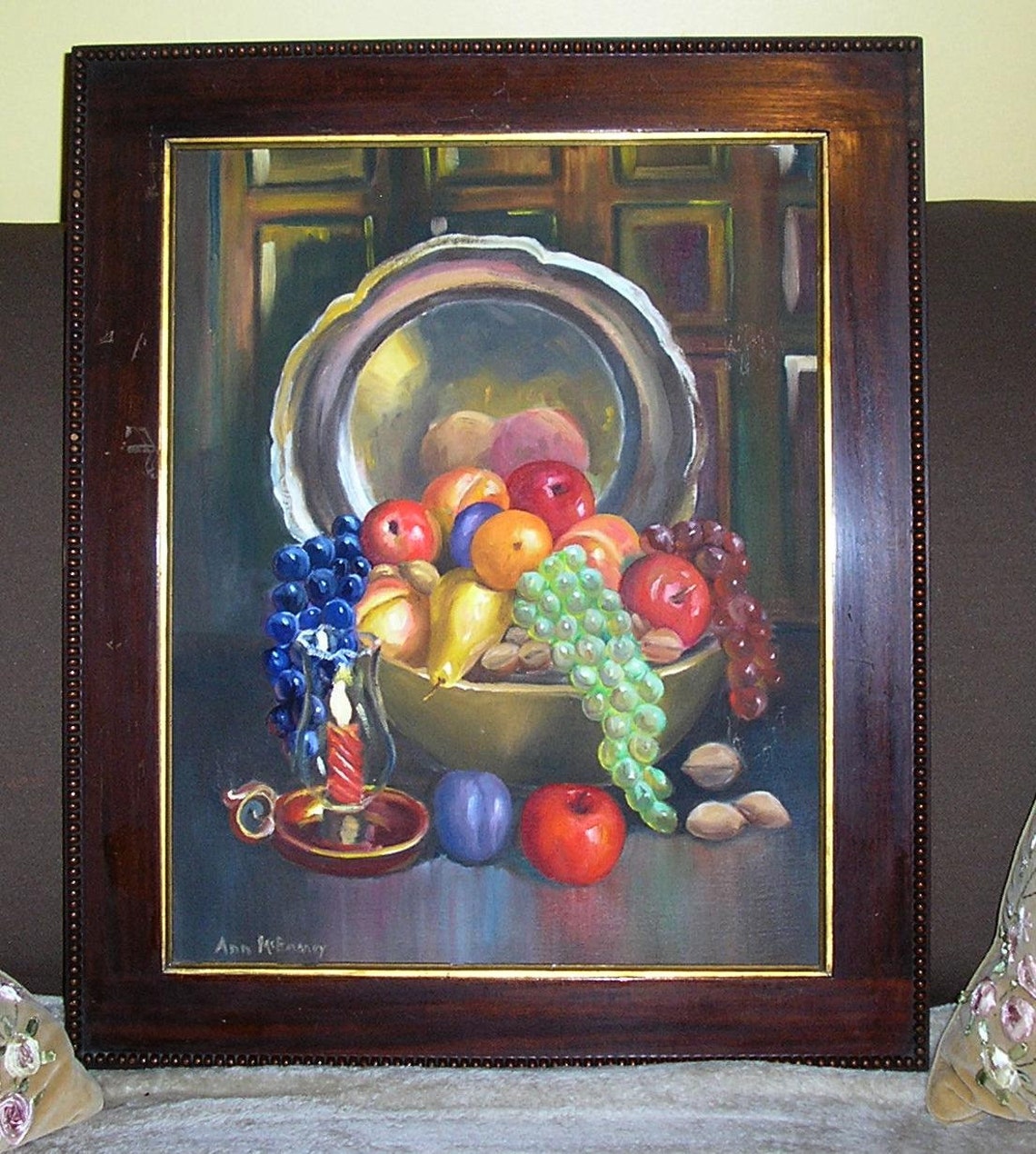 Vintage Horticulture Fruit Grapes Peach Pear Plum Orange Apple Candle ...