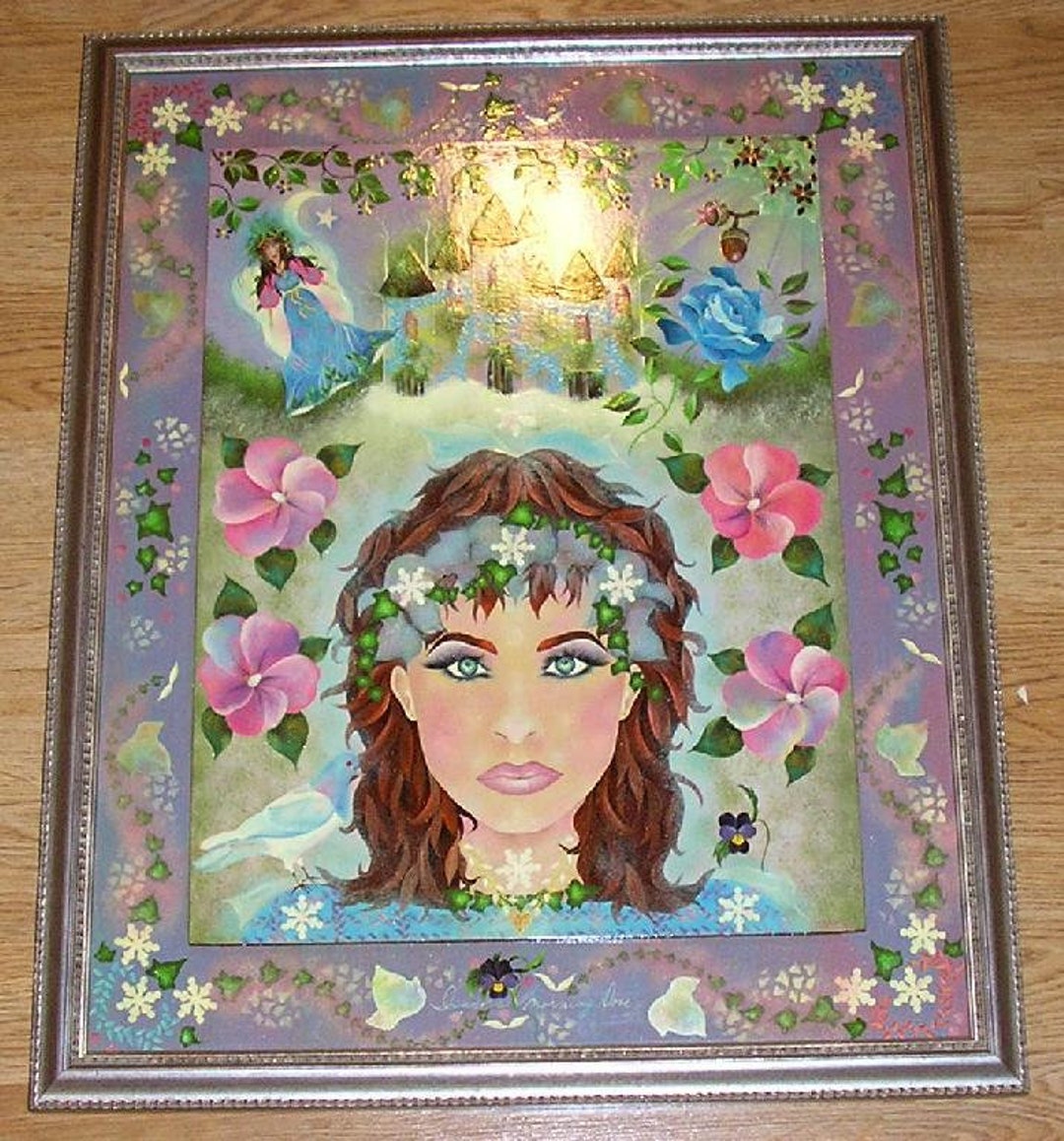 Vintage Winter Snow Castle Angels Christmas Princess Dove Acorns ...