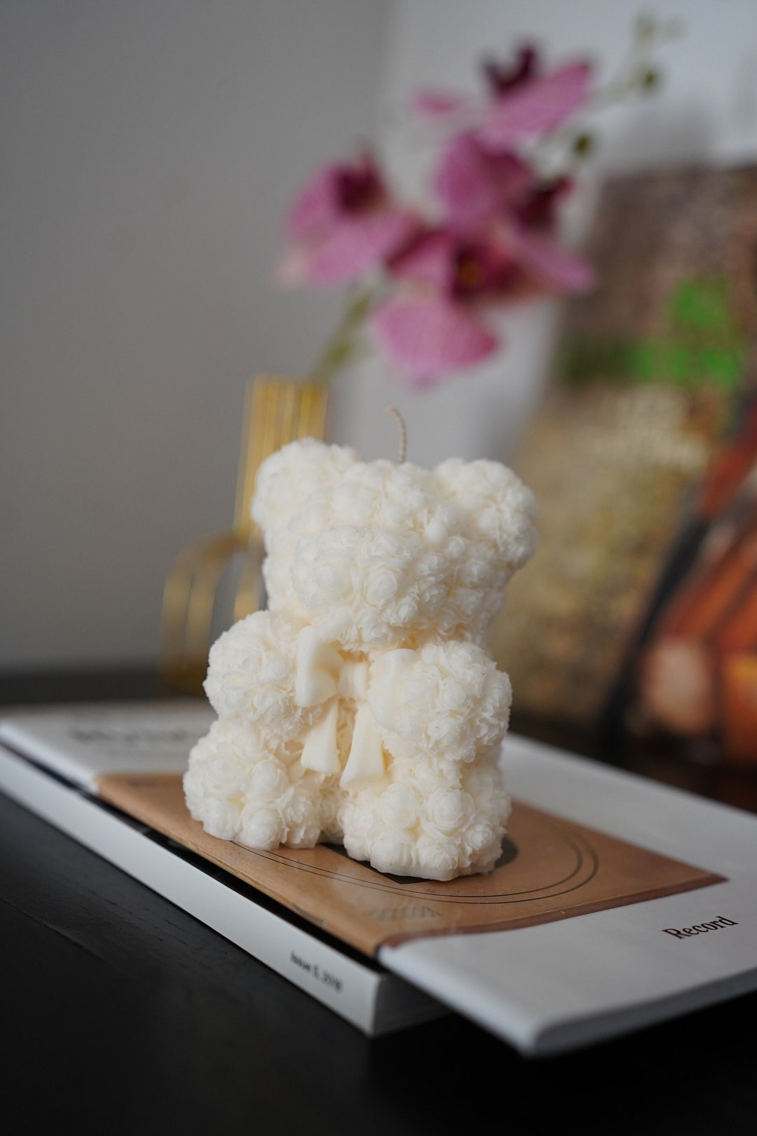 Hand-poured Rose Teddy Candle – Unique Rose-shaped Teddy Bear Candle ...