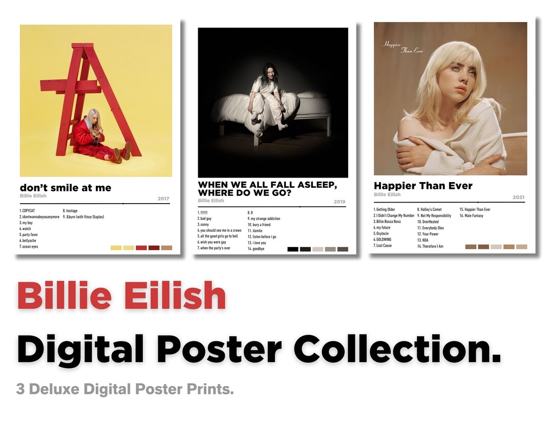 Billie Eilish Digital Poster Collection Set of 3 Digital Posters ...