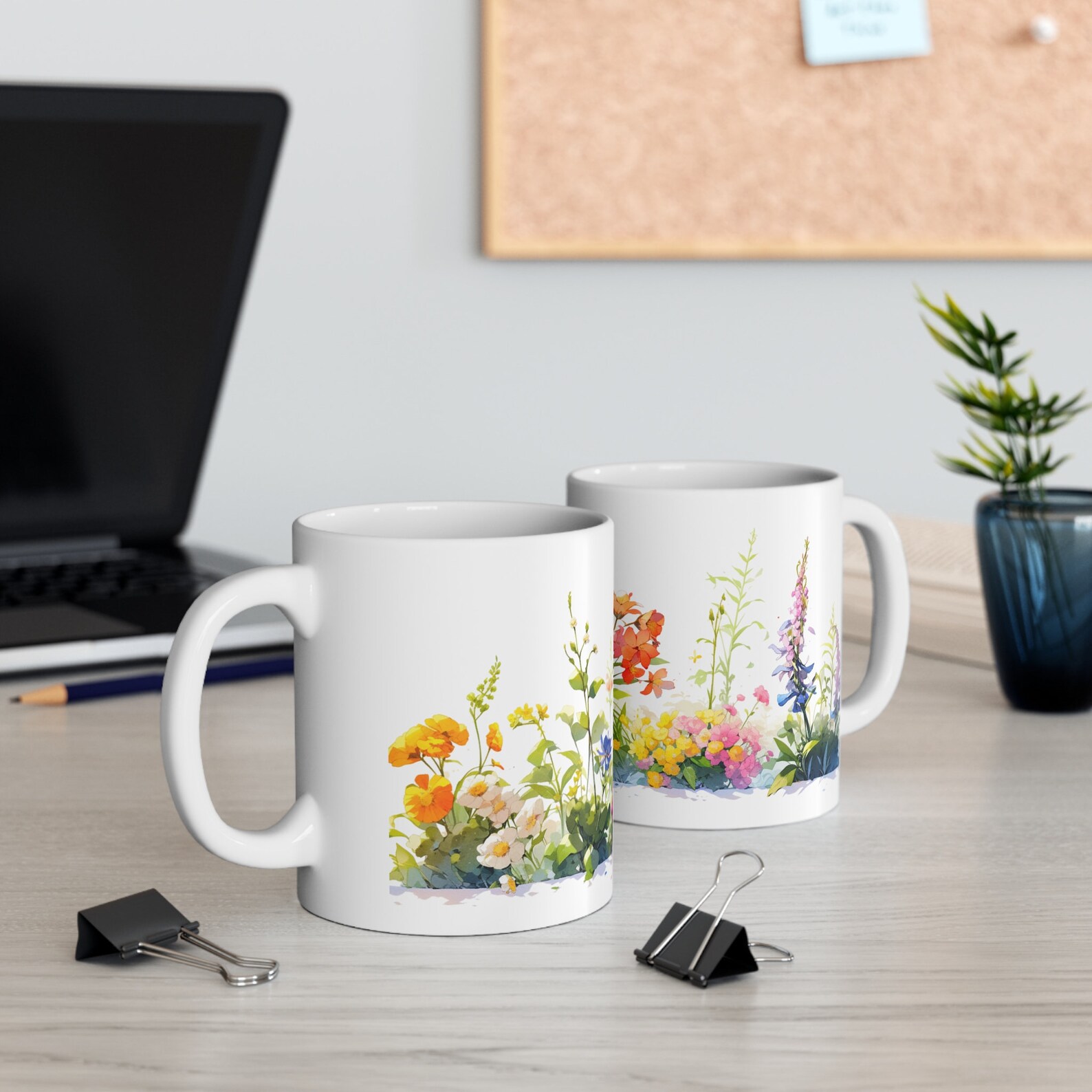 Pressed Flowers Mug, Wildflowers Cottage Core Coffee Mug, Vintage ...